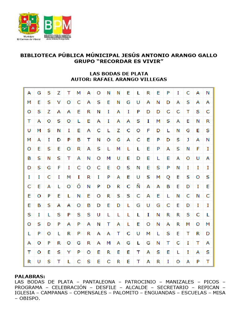 Las Bodas de Plata - Sopa de Letras | PDF | Ciencias sociales | Cocina ...