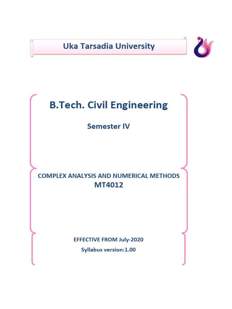 MT4012-Complex Analysis and Numerical Methods | PDF | Complex Number | Equations