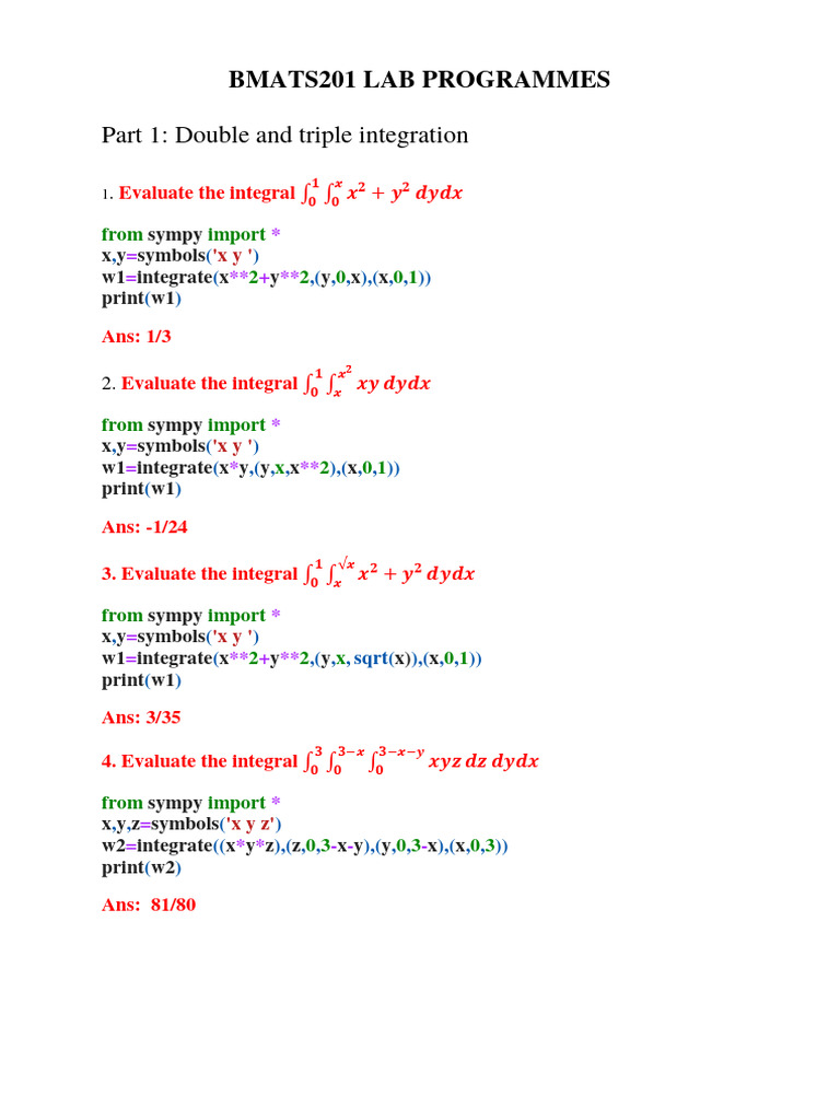 Maths LAB Programs BMATS201 | PDF | Operator Theory | Linear Algebra