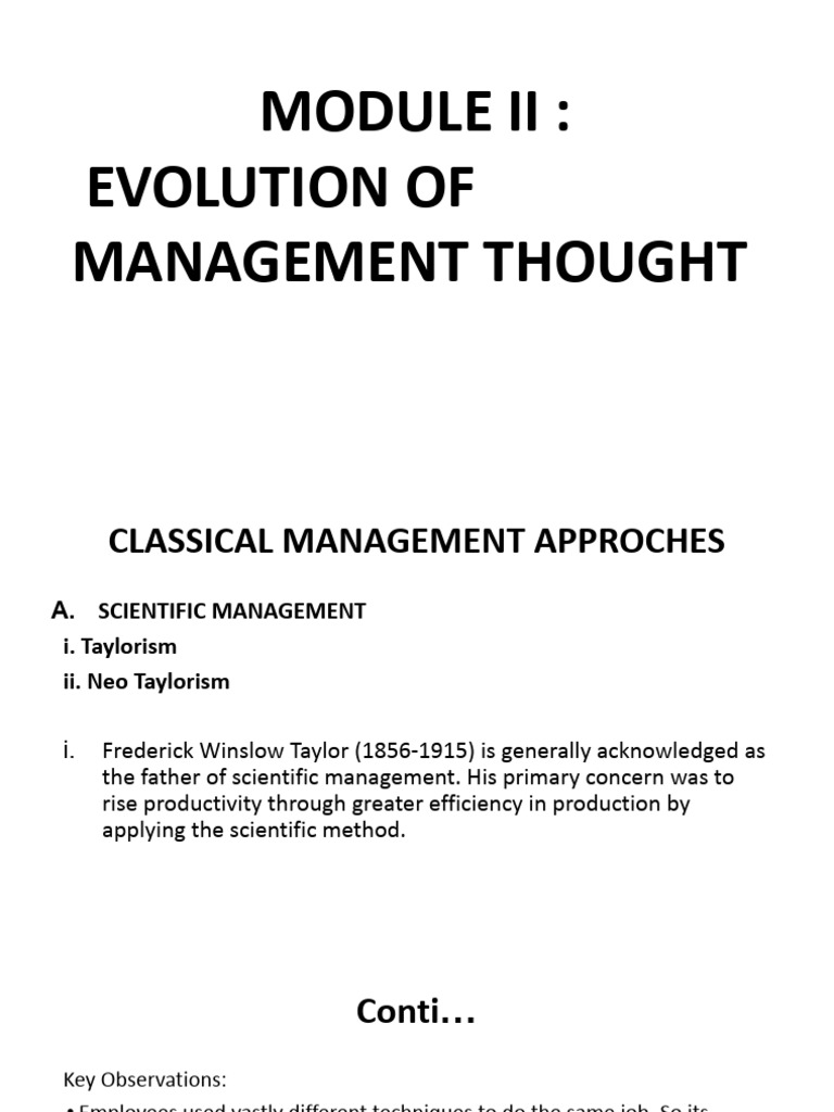 CHP 2 EVOLUTION OF MANAGEMENT THOUGHT | PDF | Quantitative Research | Employment