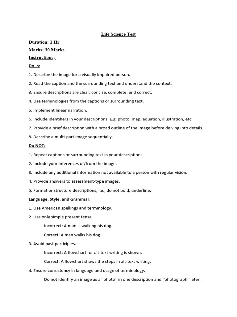 Life Science Test: Alt-Text Guidelines | PDF | Neuron | Brain