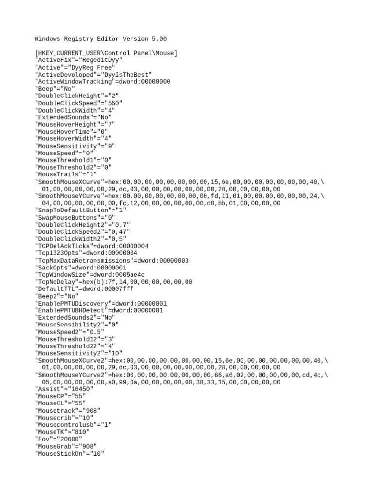 Custom MousePC14.Reg | PDF | System Software | Computer Architecture