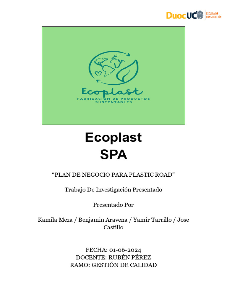 Ecoplast SPA | PDF | Calidad (comercial) | Reciclaje
