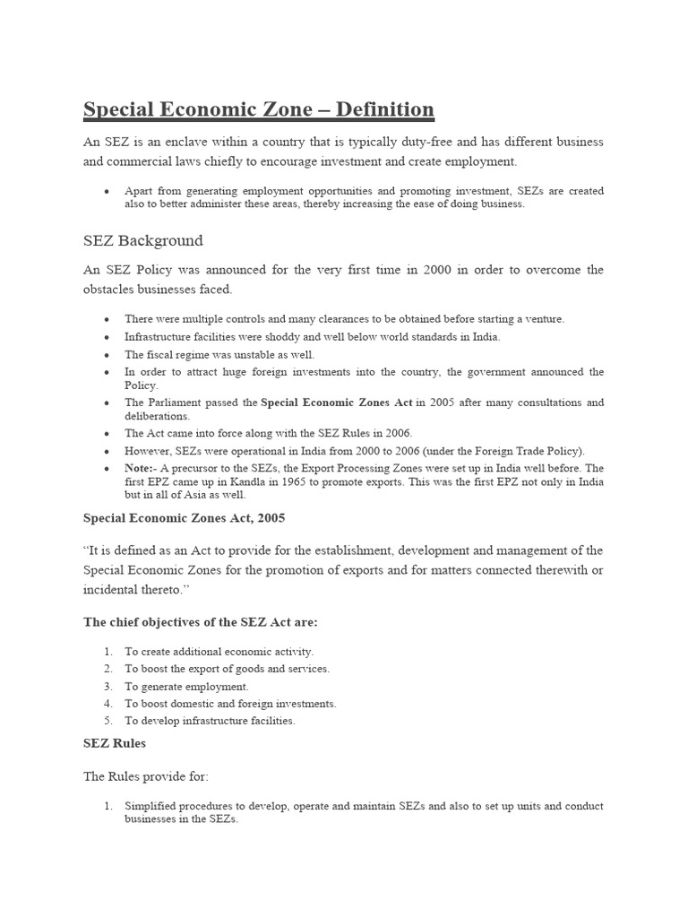 Special Economic Zone | PDF | Taxes | Economies