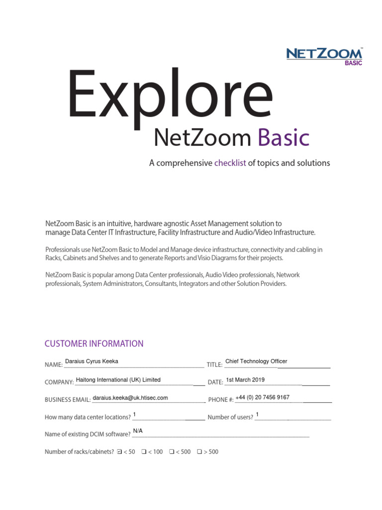 Checklist Netzoombasicchecklist Haitong International Pdf Data