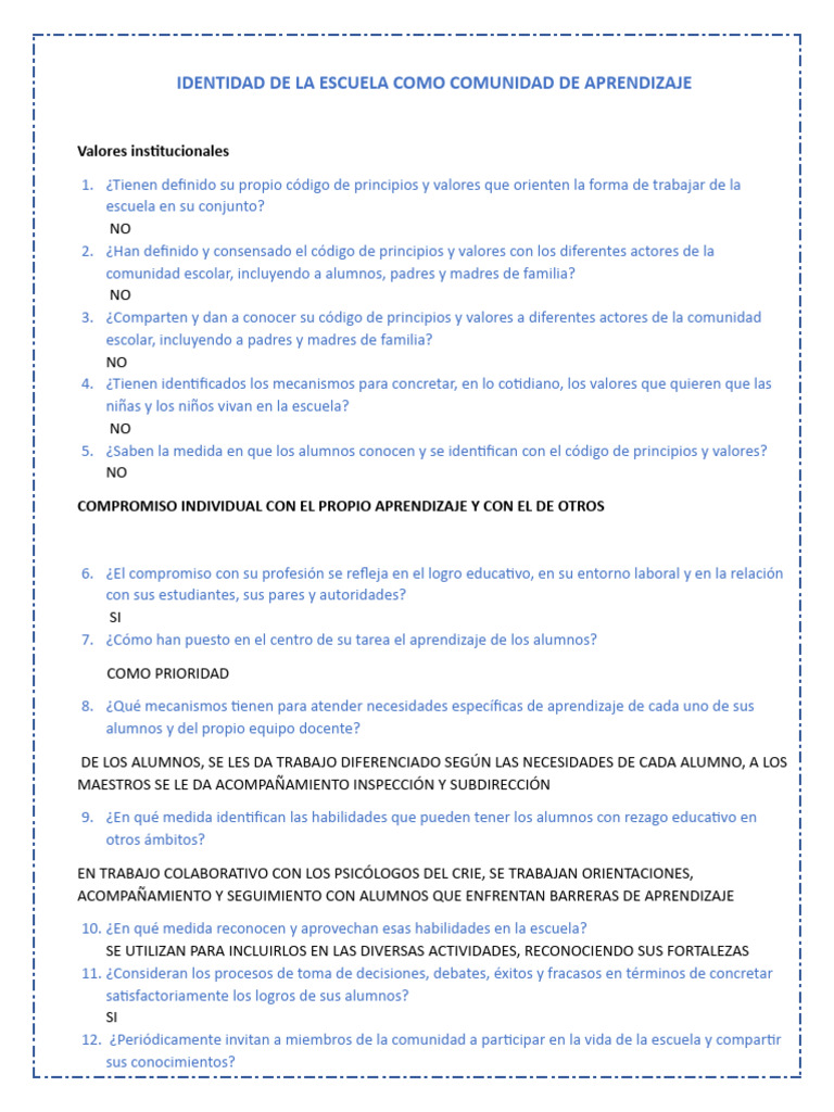 Identidad De La Escuela Como Comunidad De Aprendizaje Pdf