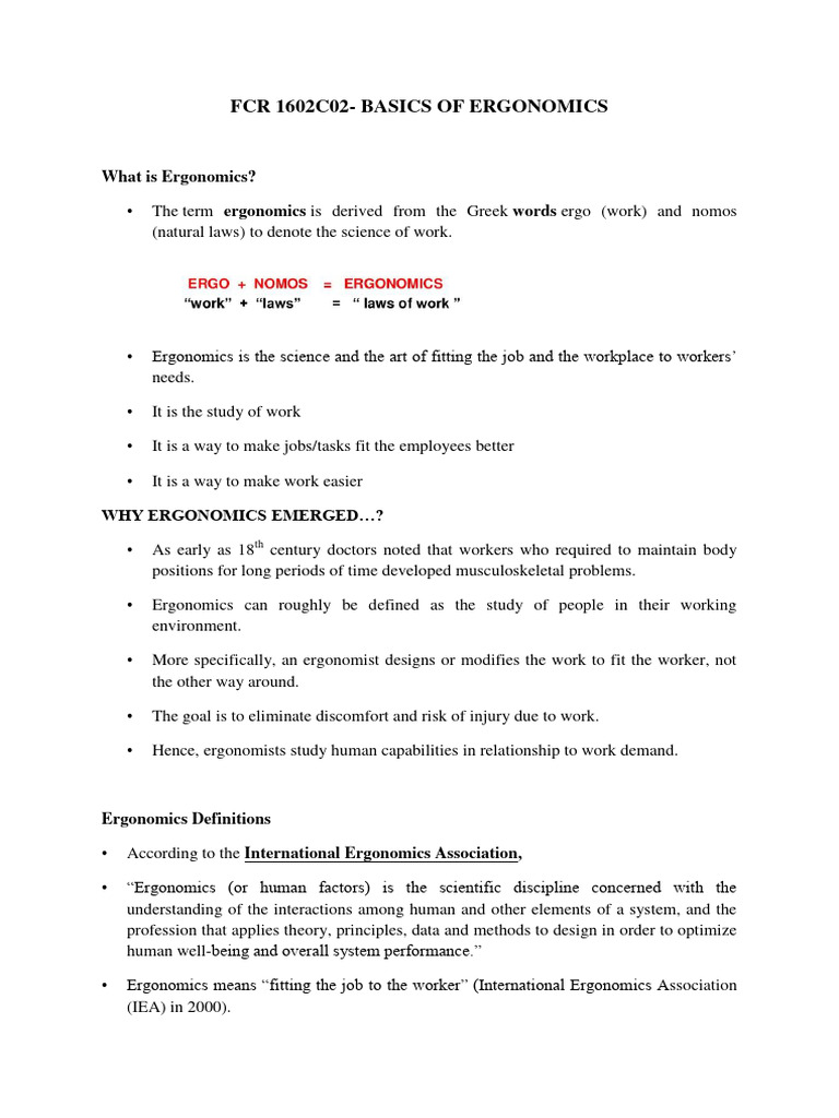 Basics of Ergonomics Explained | PDF | Human Factors And Ergonomics ...