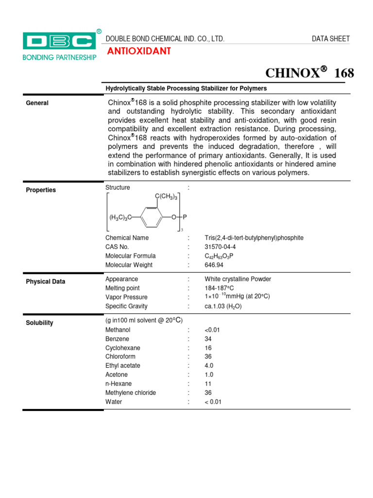 A005-Double Bond Chinox A168 - TDS | PDF | Chemical Substances ...