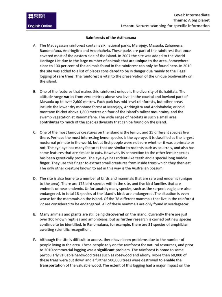 Nature Scanning Text Pdf Rainforest Agriculture