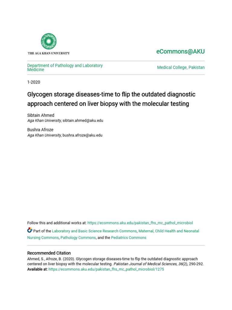 Glycogen Storage Diseases-Time To Flip The Outdated Diagnostic Ap | PDF | Pathology | Biopsy