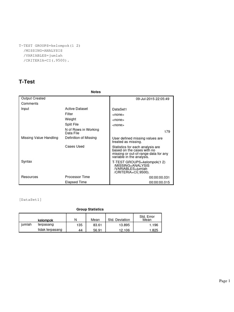 Uji T Perilaku Download Free Pdf Student S T Test Variance