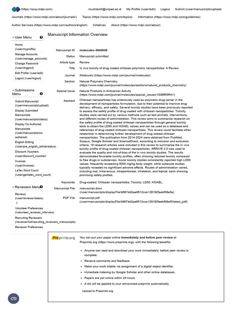 Manuscript Submitted Overview | PDF | Toxicity | Nanoparticle
