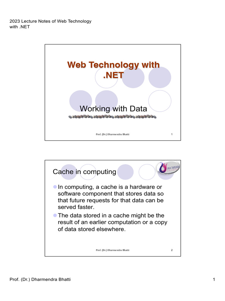 Bhatti WebTechnology With .NET Unit-3 | PDF | Entity Framework | Cache (Computing)
