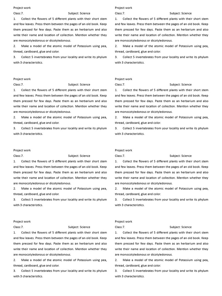 Class 7 Science Project Ideas | PDF | Leaf | Biology