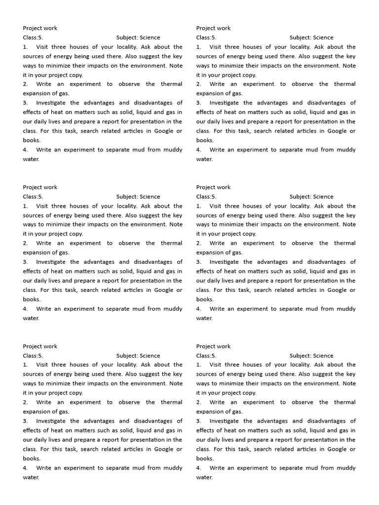 Project Work Class 5 Science | PDF | Gases | Heat