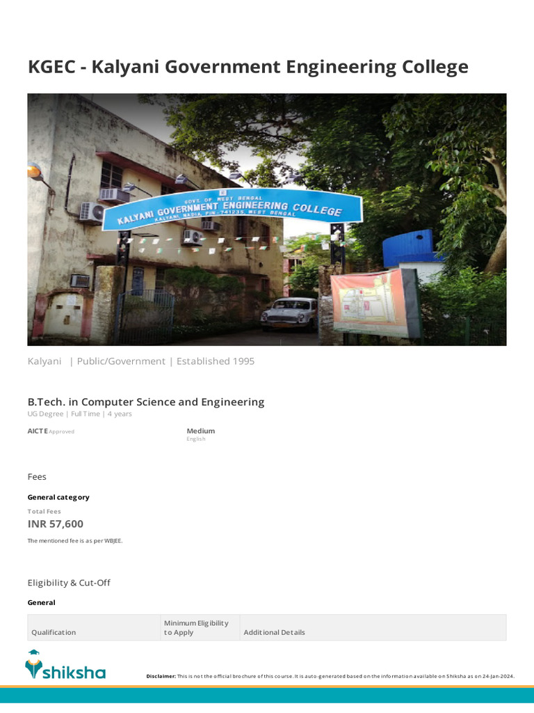 KGEC - Kalyani Government Engineering College | PDF | Engineering | Qualifications