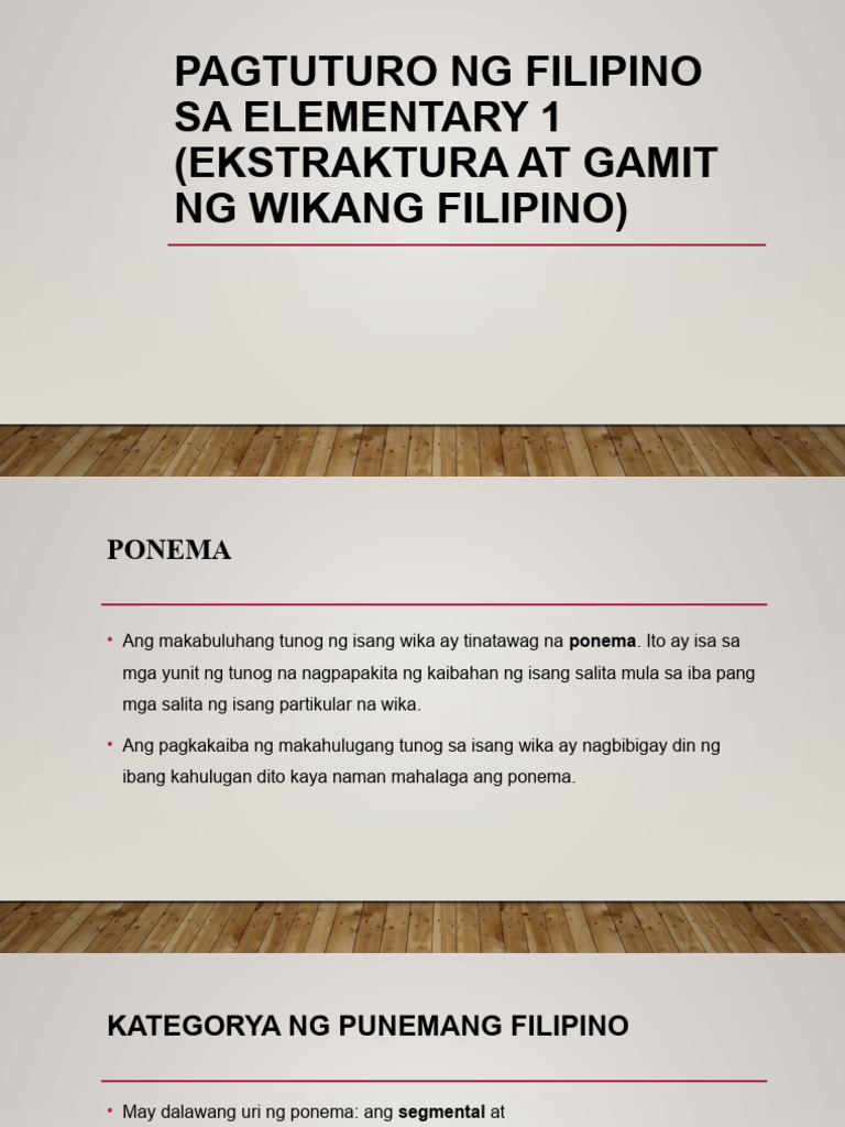 Pagtuturo ng Filipino sa elementary 1 (ekstraktura | PDF