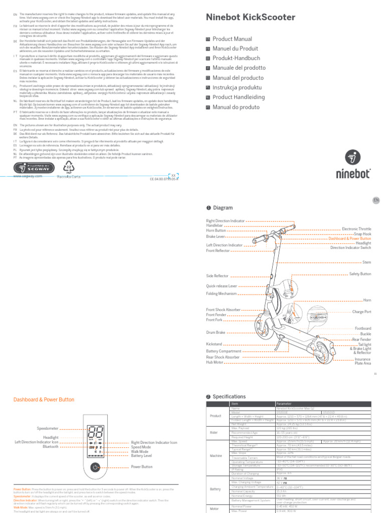 Ninebot KickScooter MAX G2 | PDF | Waste