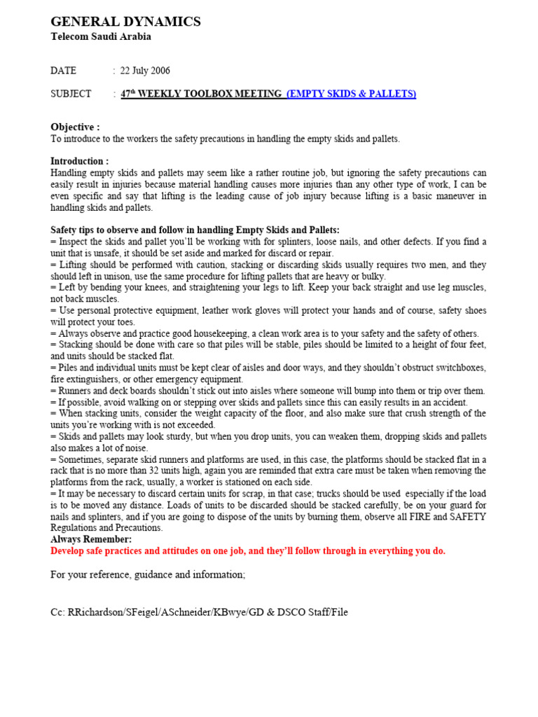 Safety Tips for Handling Skids & Pallets | PDF | Pallet