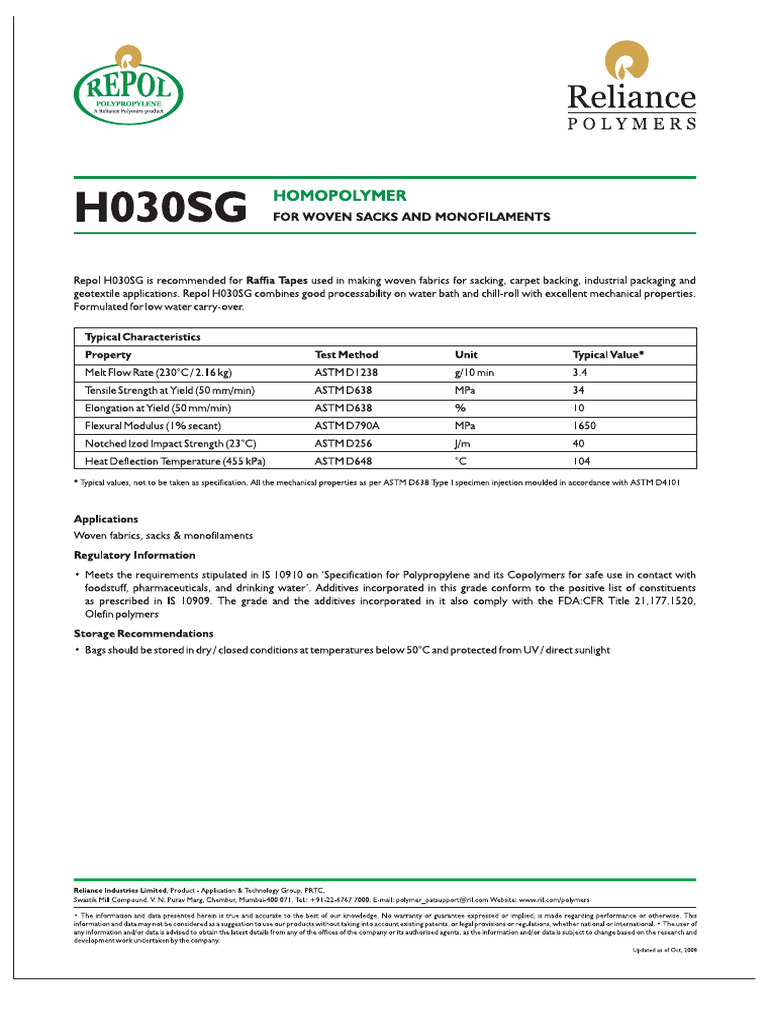 Reliance H030SG | PDF