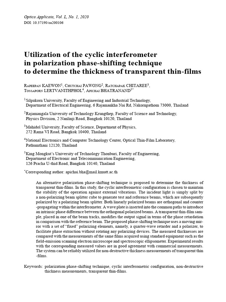 Optappl 5001p69 | PDF | Polarization (Waves) | Interferometry
