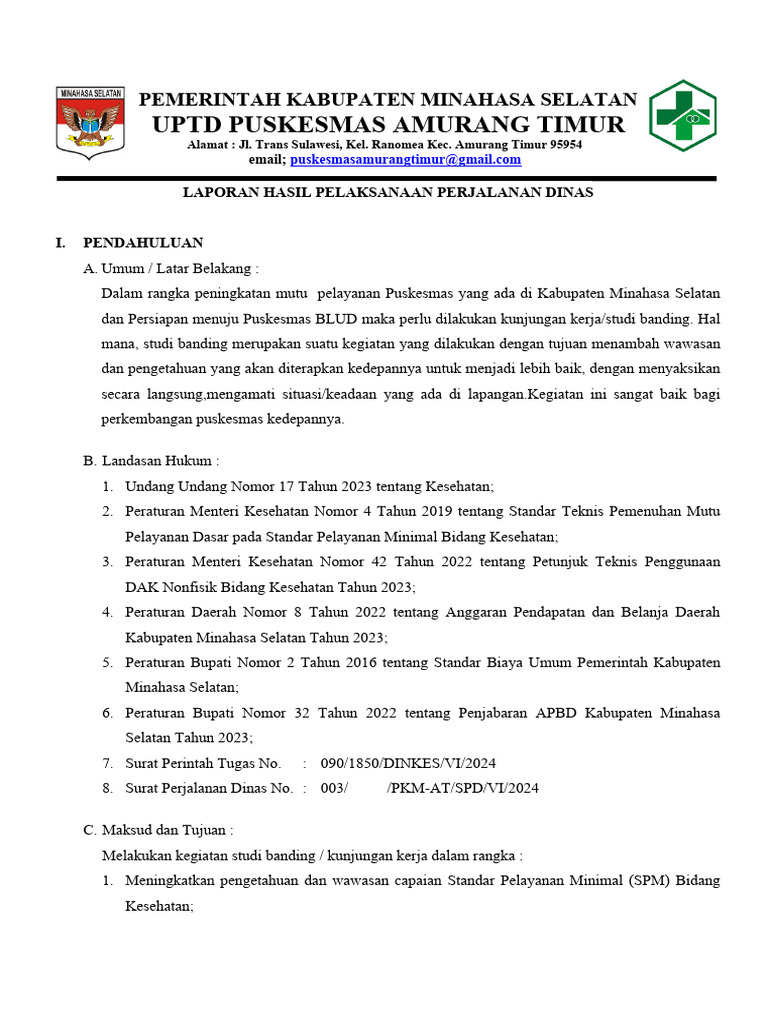 Studi Banding Puskesmas Amurang Timur | PDF
