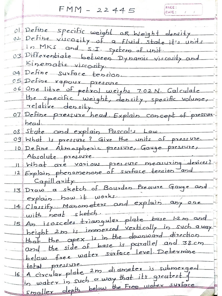 FMM IMP Questions | PDF