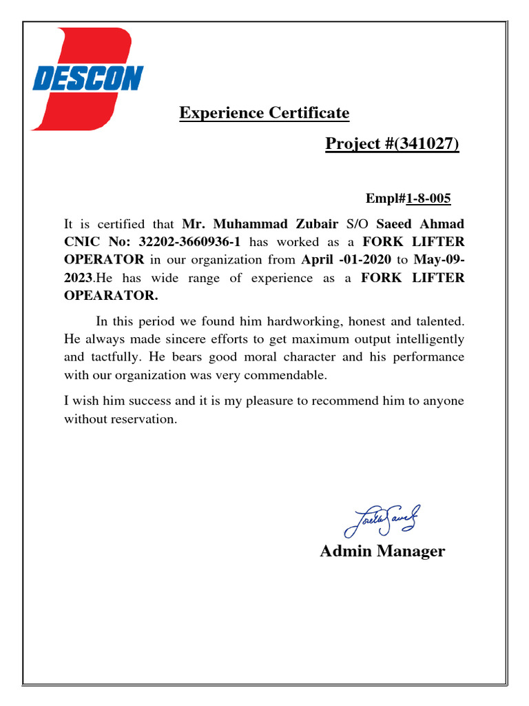 Experience Certificate | PDF