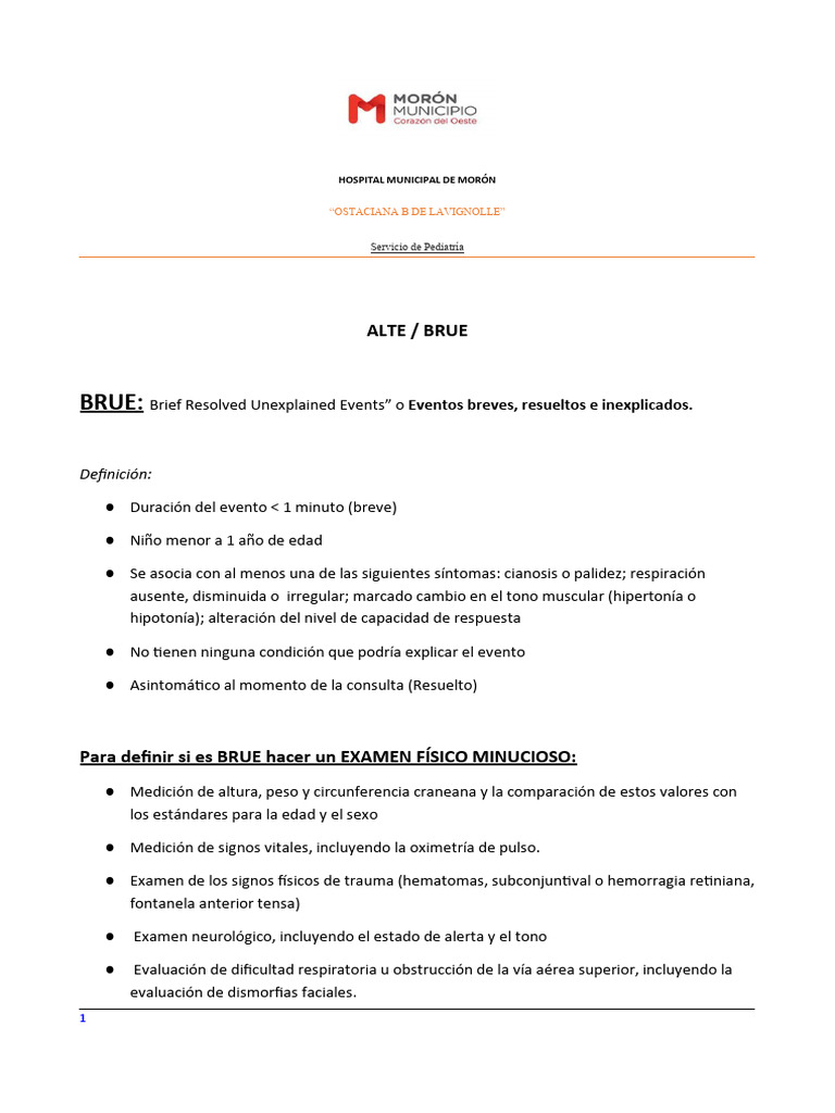 Guía para Manejo de BRUE y ALTE | PDF | Reanimación cardiopulmonar ...