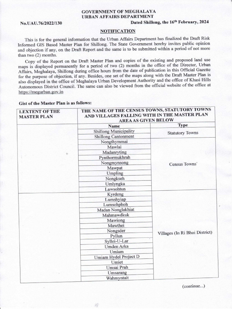 Notice Finalised Draft Riskinformed Shillong | PDF