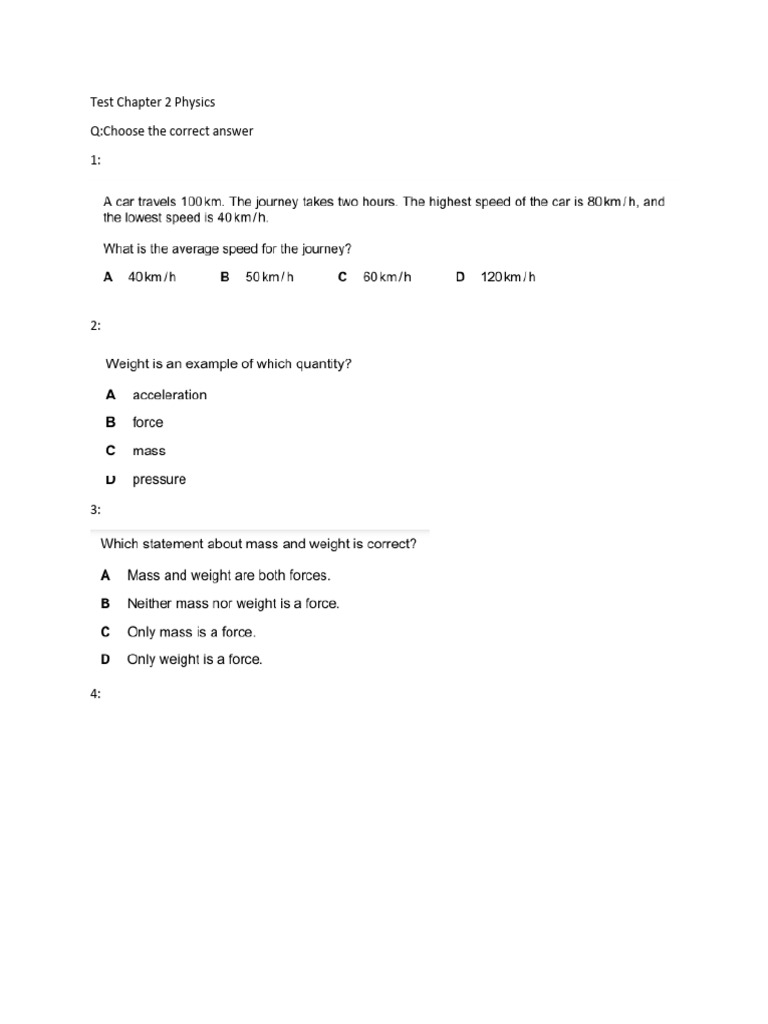 Test Chapter 2 Physics | PDF