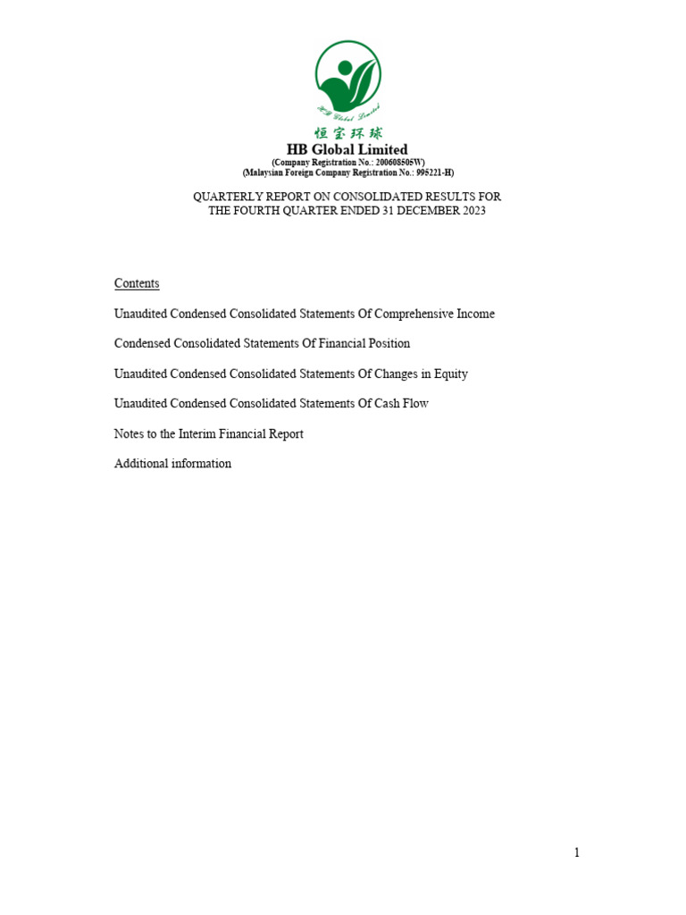 HB 2023 Q4 Financial Report | PDF | Financial Statement | Expense