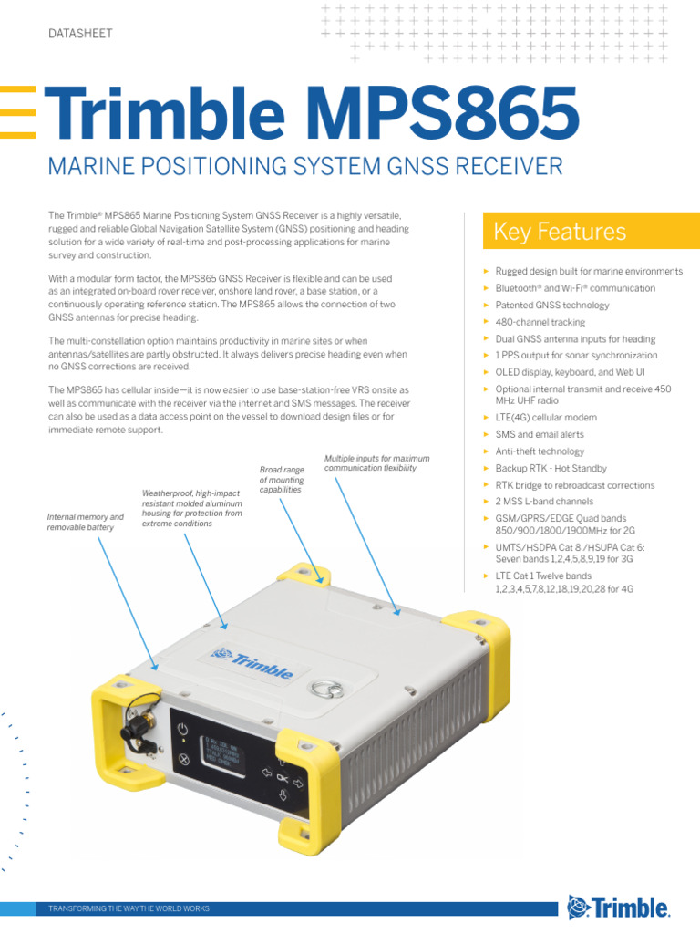 Trimble mps865 Marine Positioning System Gnss Receiver Datasheet ...