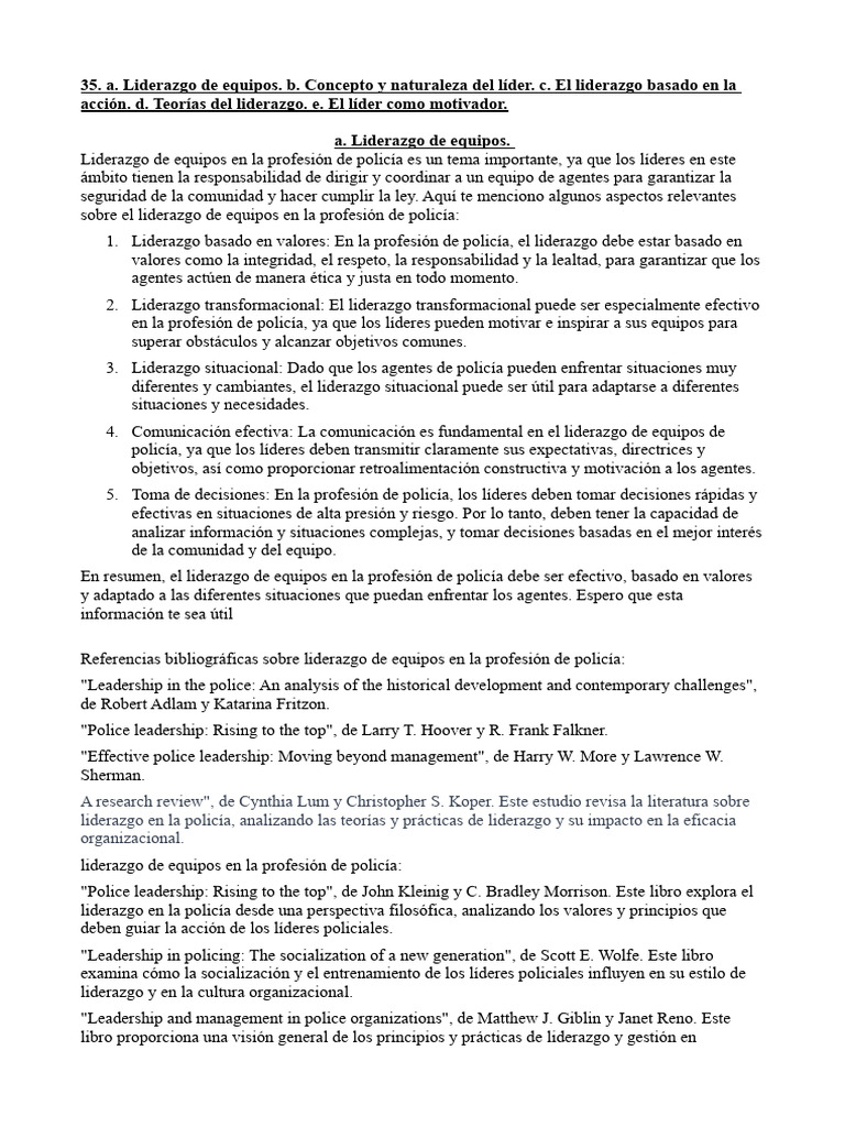 TEMA 35. El liderazgo | PDF | Motivacional | Motivación