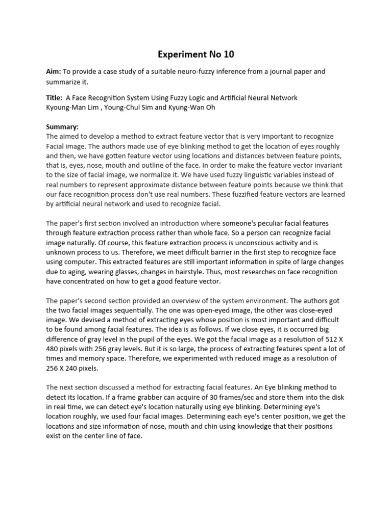AISC_Exp10 | PDF | Face | Fuzzy Logic