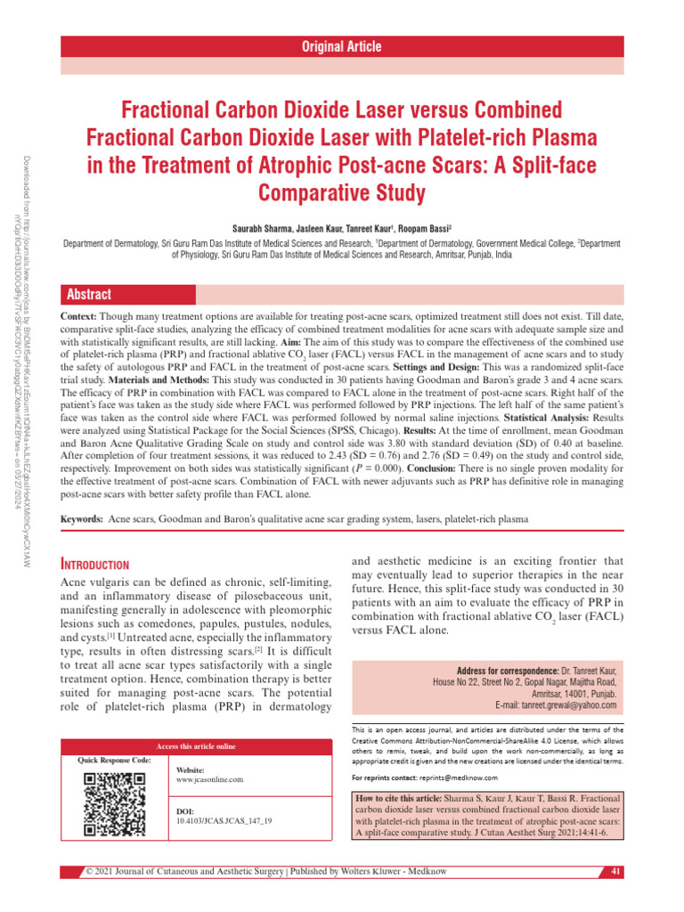 Fractional Carbon Dioxide Laser Versus Combined.6 | PDF | Medical Specialties | Clinical Medicine