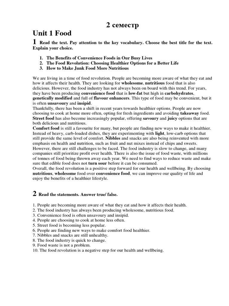 Unit 1, 2 | PDF | Drink | Foods