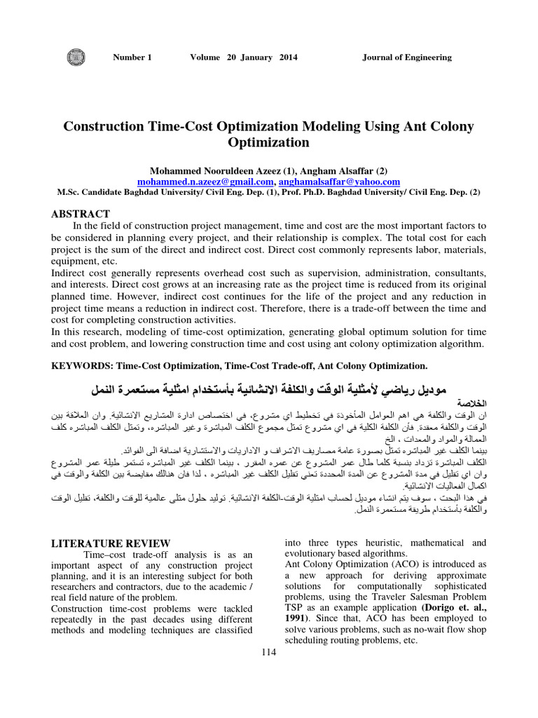 Construction Time-Cost Optimization Modeling Using | PDF | Mathematical Optimization | Applied ...