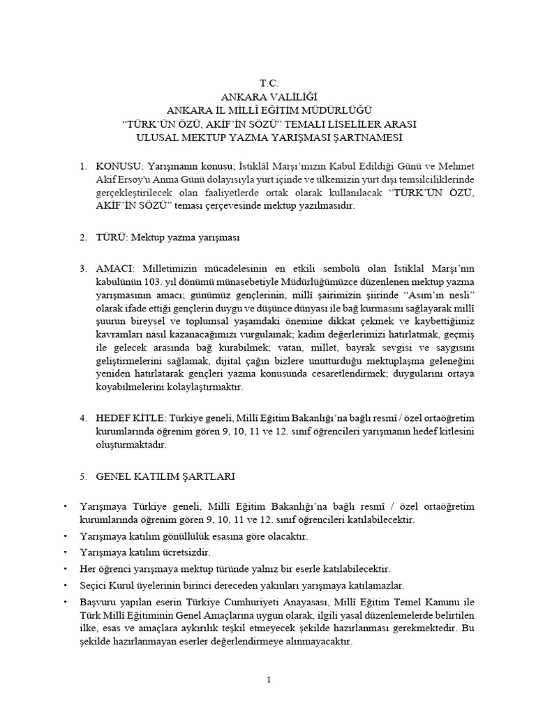 Mektup Yarışması | PDF