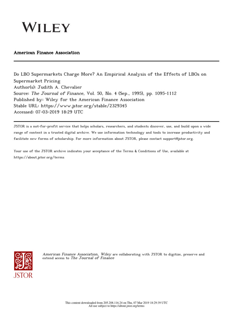Do LBO Supermarkets Charge More - An Empirical Analysis of The Effects ...