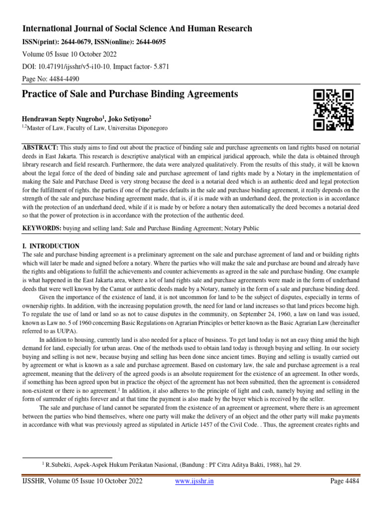 Practice of Sale and Purchase Binding Ag | PDF | Sales | Deed