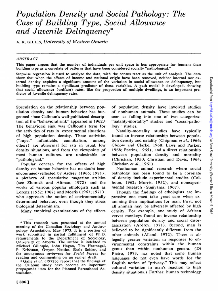 Population Density and Social Pathology: The Case of Building Type ...