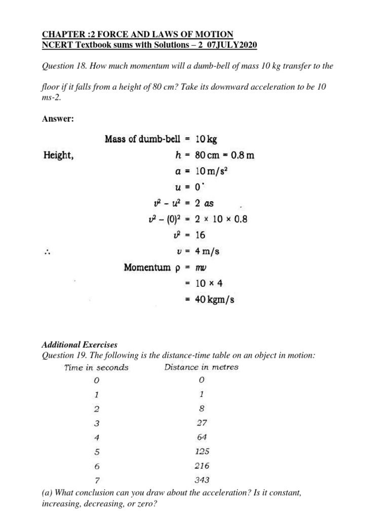 9 LN 2 Ncert Book Sums 2 | PDF | Force | Momentum
