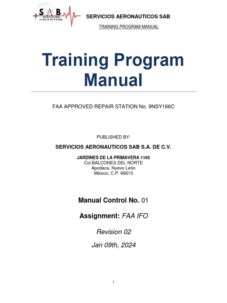 Training Program Manual Rev 02 24 | PDF | Federal Aviation ...
