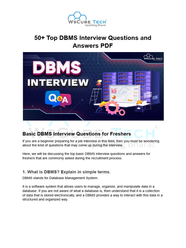 DBMS Questions and Answers | PDF | Databases | Relational Database