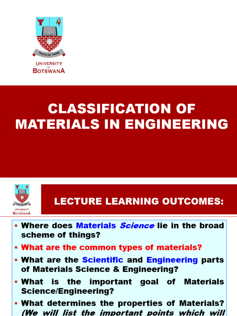 Lec 2 - MMB 332 - 2020 - Classification of Materials | PDF | Steel | Iron