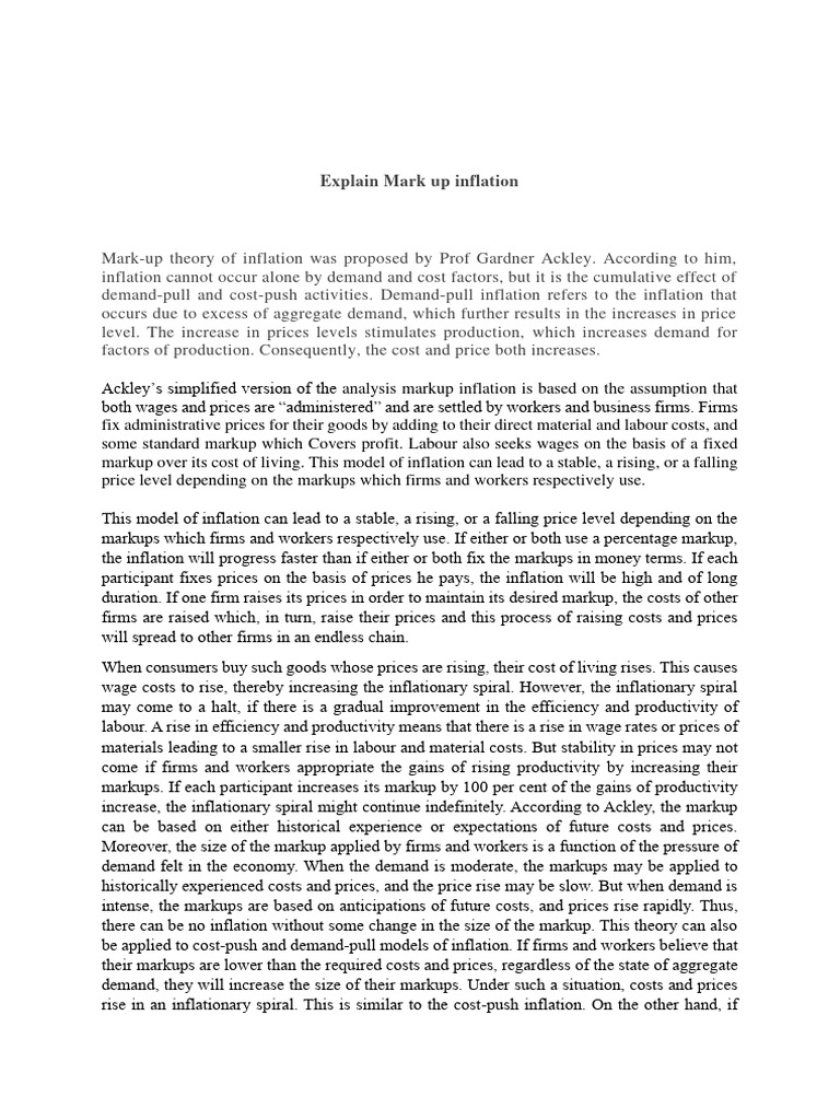 Markup Inflation | PDF | Cost Of Living | Inflation