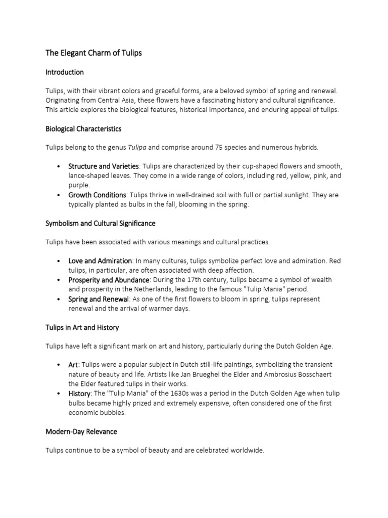 Article About Tulip | PDF | Tulip | Botany