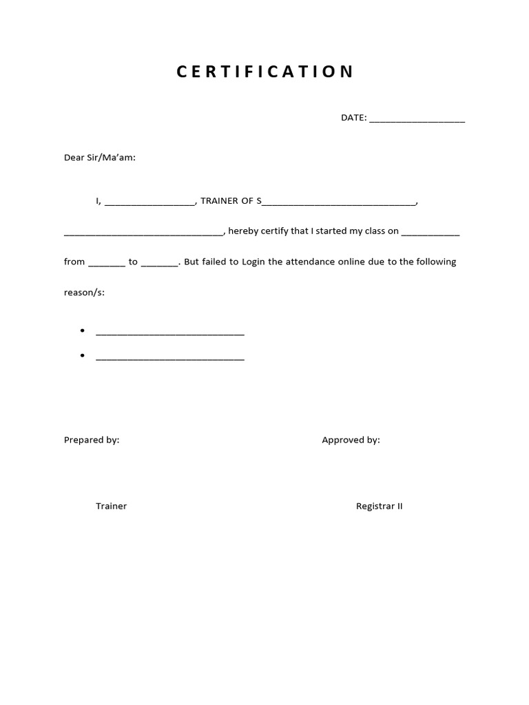 Certification of Present in Class | PDF | Business | Finance & Money ...