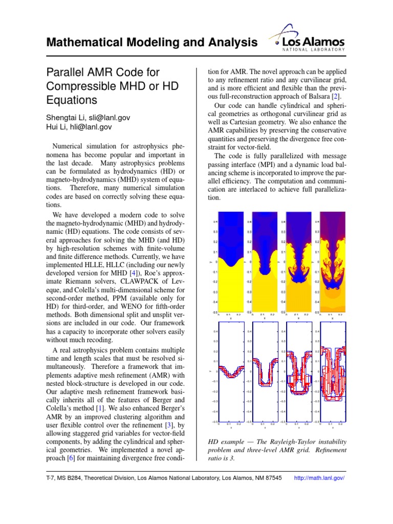 Parallel AMR Code for MHD/HD Equations | PDF | Magnetohydrodynamics ...